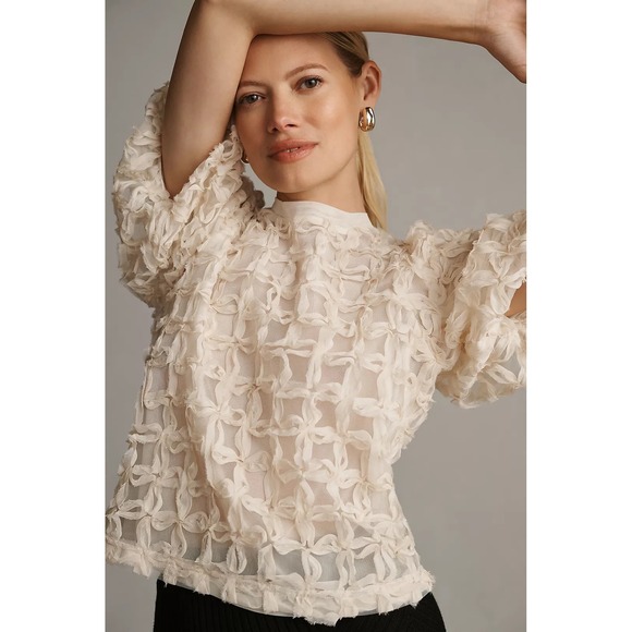 Sarah Hann | Tops | Anthropologie Sarah Hann Karla Textured Ribbon Mesh ...